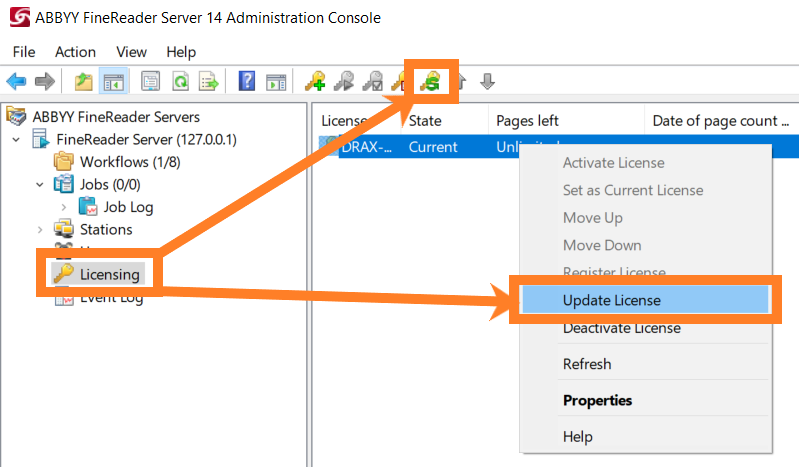 Why recent changes made to the license is not shown in FineReader Server 14? – Help Center