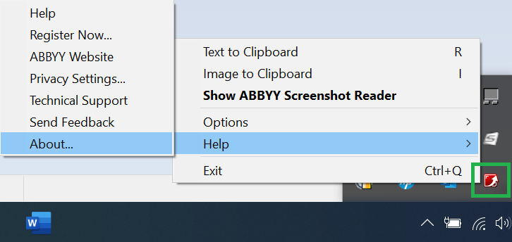 When activating Screenshot Reader, the message occurs: The serial ...