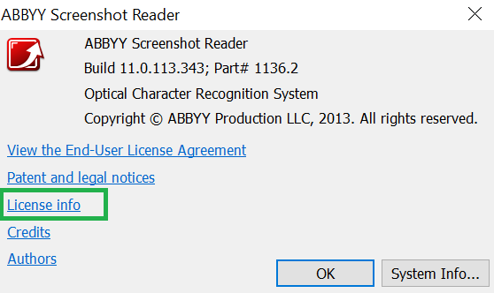 When activating Screenshot Reader, the message occurs: The serial number is already in use ...