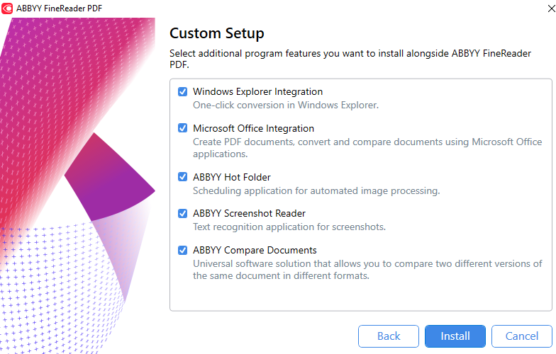 Enabling the installation of FineReader PDF components (Screenshot ...